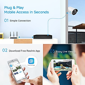 REOLINK Smart 4MP 16CH PoE Home Security Camera System, 8pcs Wired 1440P IP Camera with Person Vehicle Detection, Night Vision, 4K NVR with 4TB HDD for 24-7 Recording RLK16-410B8