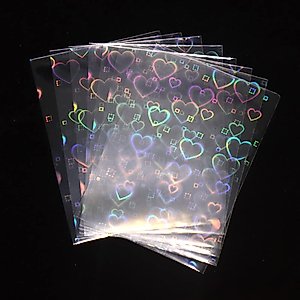 Black Lotus 100pcs/Lot Love Heart-Shape Laser Flashing Card Sleeves Trading Cards Film Magic Kpop Card Protector Holographic Foil Protective Cover (58x89mm)