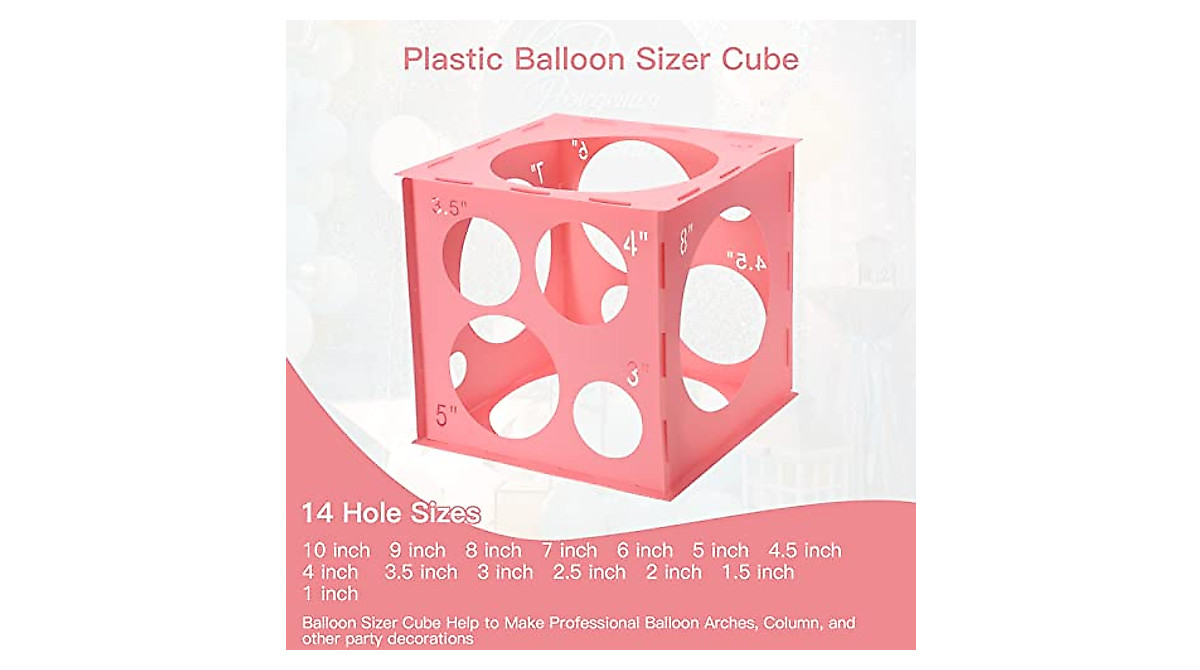 Pllieay 14 Holes Balloon Sizer Box Cube, Pink Plastic Balloon ...