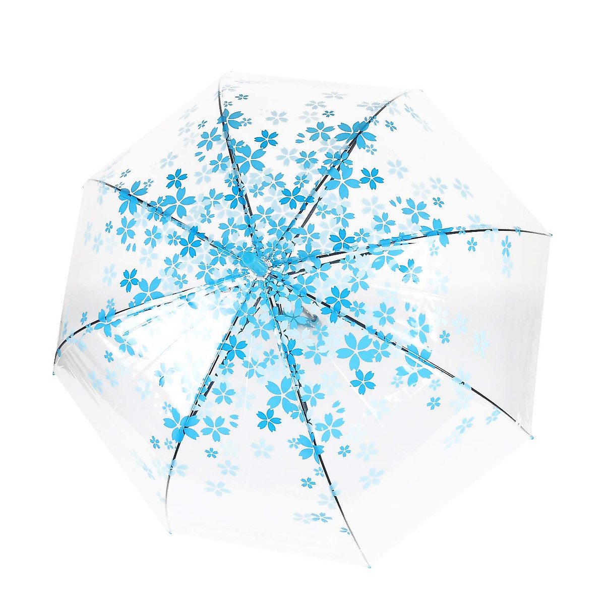 ThreeH Clear Cherry Umbrella Auto Open Transparent Windproof for Kids or Outdoor Weddings 32 Inches Diameter,KS11 Blue