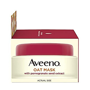 Aveeno Oat Face Mask with Pomegranate Seed Extract, Kiwi Water, and Prebiotic Oat, Hydrating Full Face Mask for Glowing Skin, Paraben Free, Phthalate-Free, 1.7 oz