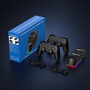 2 Pack Controllers with Charging Dock Station for PS4, Wireless Controller Compatible with PS4/Pro/Slim, with LED Charging Dock 2 Controller