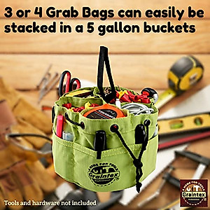 Graintex GB2893 Grab Bag Lime Green Color Rip-stop Canvas 18 Pockets Drawstring Closure