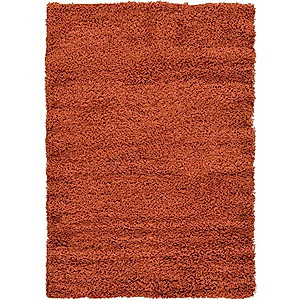 Unique Loom Solid Shag Collection Area Rug (4' 1" x 6' 1", Terracotta)