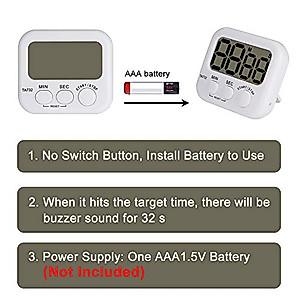 stonylab 2pk Digital Timer, 2-Pack Basic High Decibel Loud Alarm Countdown Timer Digital Timer Kitchen Timer Event Timer with Magnetic Back and Large Digits