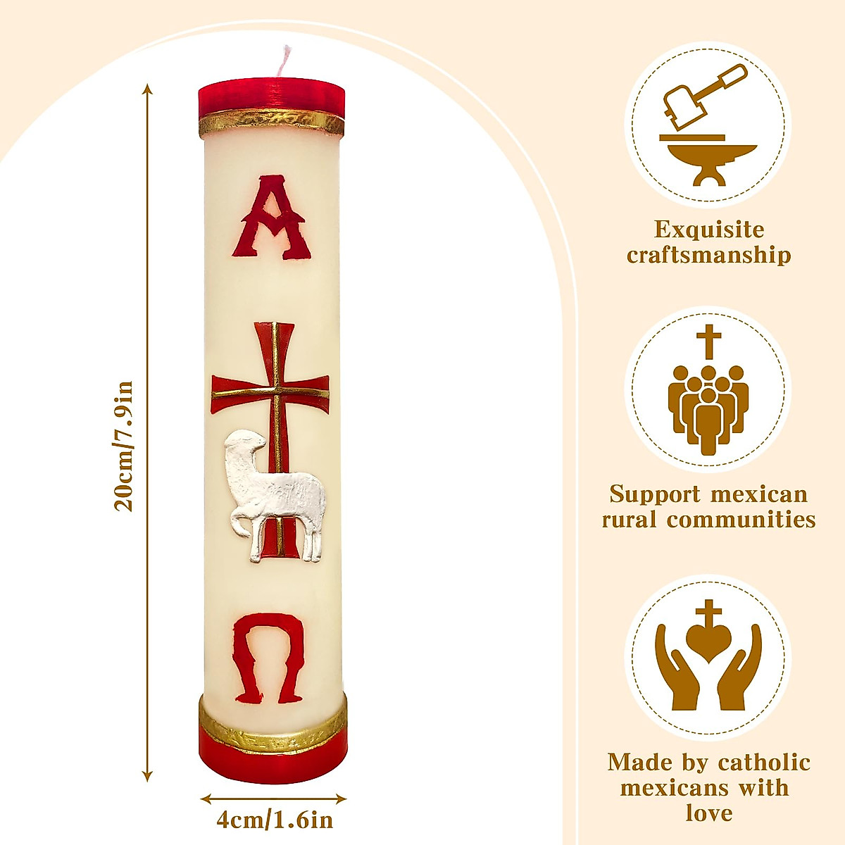 Religious Candles Catholic,Handmade Prayer Candles for Church Devotional Saint Blessed Mexican Gift,Paschal Candle,Cirios Religiosos Catolicos,Cirio Pascual,Veladoras Mexicanas,Escapularios Catolicos