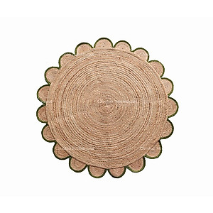 Chouhan International 4x4, 5x5, 6x6,feet Natural Jute Scallop Round Rug, Floor Scalloped Edge Rug Braided Boho Eco Large Circular Handmade Area Rugs