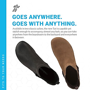 Xero Shoes Tari Women's Ankle Boots — Lightweight, Zero-Drop Heel, Leather Chelsea Boots for Women — Slip-on Women's Booties — Black, Size 8