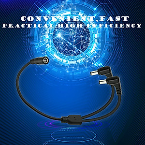 GINTOOYUN DC Splitter Cable 1 Female to 2 Right Angle Male, 12V DC 5.5mm x 2.1mm Y Splitter Adppter Female to 90 Degree Male Extension Cable 0.7m (1 to 2 Right Angle Way)