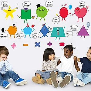 Colorful Alphabet Stickers Learning Wall Decals Alphabet Number Shape Educational Math Wall Stickers Peel and Stick Classroom Wall Decals Playroom Bedroom Decorations