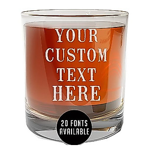 Personalized Etch 11oz Custom Whiskey Glass, Bourbon Glass, Engraved, Birthday Gifts for Men Dad Husband Groomsmen Gifts, Customized, Unique Customizable Message, Your Text Here