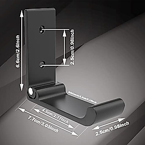 AUHSSAN 6Pcs 3'' Folding Coat Hooks Black Foldable Hooks Aluminum Alloy Wall Hooks Headphones Holder Wall Mounted with 12pcs Screws Set for Hanging Coats, Bags, Hat, Towel, Keys