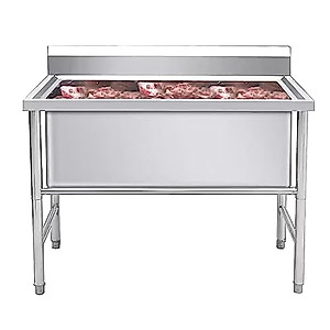 Commercial Kitchen Washing Sink Commercial Stainless Steel Utility Sink Freestanding Stainless Steel Sink with Drain Kit &Faucet for Restaurant, Laundry, Garage(47.2 * 27.5 * 30.5in)