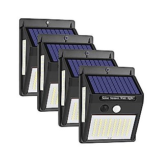 Jings Solar Lights Outdoor, 100LED Outdoor Solar Lamp PIR Motion Sensor Wall Light Waterproof Solar Powered Lights for Garden Fence Door,4pcs