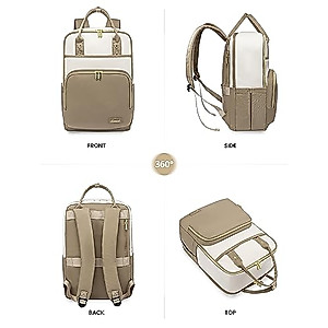 LOVEVOOK Laptop Backpack for Women 15.6 Inch, Travel Backpack Personal Item Size Carry On Bag, Women’s Computer Backpack Work Laptop Bag With Water-Resistant, College Backpack Teacher Nurse Bag, Khaki