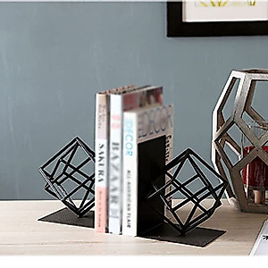 Book Ends for Shelves Desktop Geometric Bookends Bookshelf Iron Anti-Moving Bookend Student Desk Book Ends Book Racks Office File Storage Racks Office Book Stand