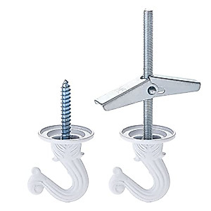 uxcell Ceiling Hooks with Hardware Zinc Alloy White 29x38mm 2Pcs for Hanging Chandeliers Plants