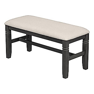 WOZNLA Room 6-Piece Farmhouse Dining Set | Rustic Wood Table with Cushioned Chairs, Bench, and Sturdy Base | Family-Friendly Kitchen Furniture | Comfortable Seating for Memorable Meals, Gray