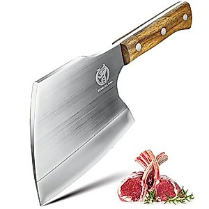 ZENG JIA DAO Meat Cleaver Butcher Knife Heavy Duty Bone Chopper Axe for Kitchen 6 '' Bones Cutting Knife Forged Stainless Steel Solid Pear Wood Handle Smashing bone in Restaurant farm Slaughterhouse