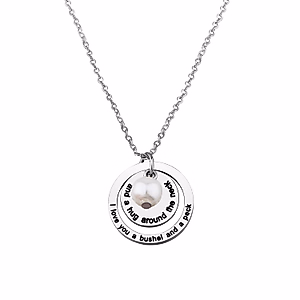 I Love You a Bushel and a Peck Necklace Gift for Mom Grandma (Silver)