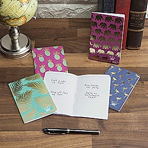 Elan Publishing Company Field Notebook / Pocket Journal - Gold Foil Patterns - Lined Memo Book (3.5"x5.5") - Pack of 5