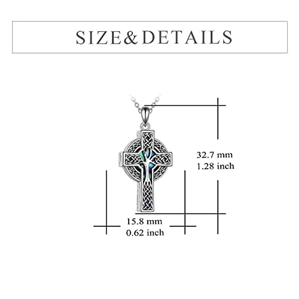 YFN Celtic Cross Urn Necklace Sterling Silver Celtic Tree of Life Ashes Pendant Abalone Shell Cross Cremation Jewelry Gifts for Women Men