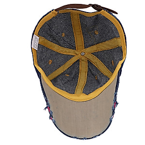 Song Qing Jean Snapback Hat Women Men Bling Cross Rhinestones Denim Baseball Cap Dark Blue