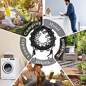 Portable Clothesline with 12pcs Clips, Windproof Travel Camping Clothes line Retractable Elastic Laundry Drying Clothes Line for Backyard, Hotel, Outdoor and Indoor Use, 2 Pack (Black+Blue)