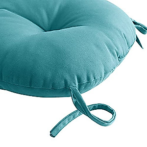 Sweet Home Collection Outdoor Furniture Cushion Bistro Chair Pads Premium Comfortable Thick Fiber Fill Tufted 15" x 15" Patio Seat Cover with Ties, 2 Count (Pack of 1), Teal