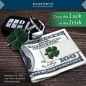 DANFORTH Four Leaf Clover Money Clip For Men, Handcrafted Pewter Metal Irish Shamrock Money Clip, 2”, Made In USA