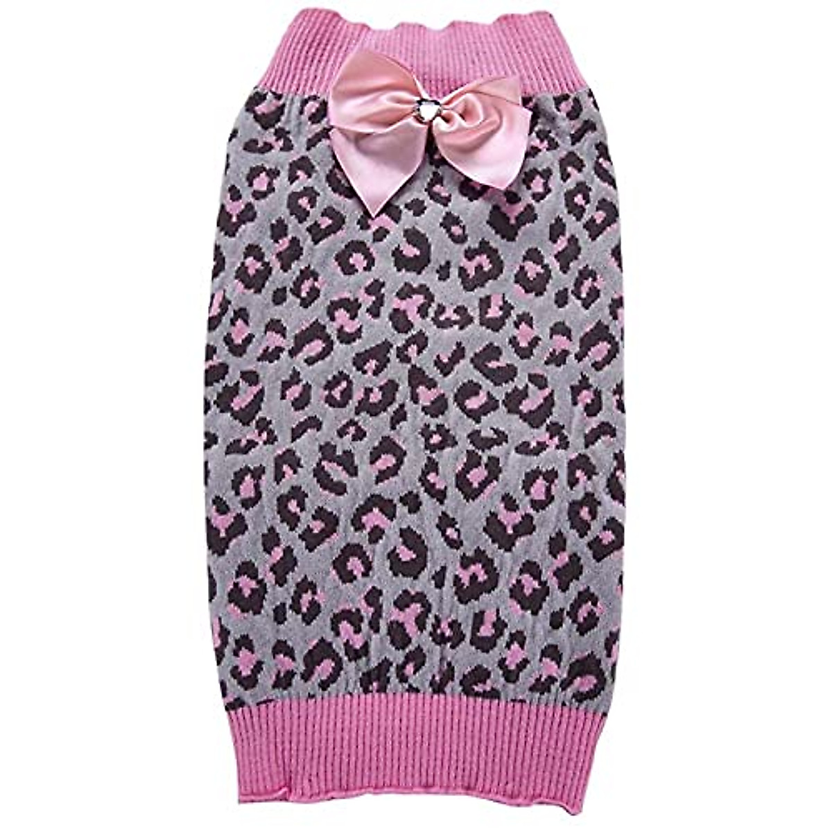 Christmas Outfit for Dogs Female Pet Winter Sweater Clothes Pink Dog Cute Bowknot Puppy Puppy Leopard Pet Clothes