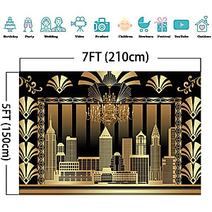 Fanghui 7x5ft The Great Gatsby Photography Backdrop 1920s Retro Roaring Photo Background Vinyl Adult Children Wedding Party Decoration Birthday Briadal Shower Photo Shoot Booth