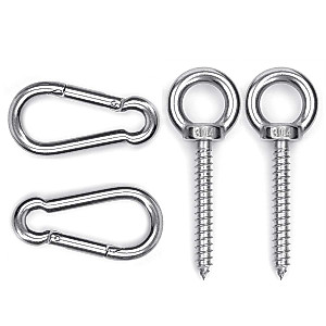 Hammock Hanging Kit, Load Capacity 1400 LBS, Stainless Steel Hammock Hooks Heavy Duty Carabiner Set for Hammock Yoga Swing Chair Indoor Outdoor Hammock Hook for Wall, Trees