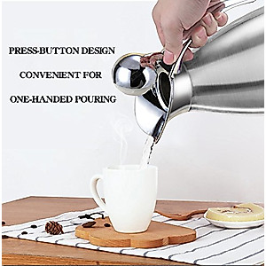 Sumerflos 68 Oz Stainless Steel Coffee Thermal Carafe/Double Walled Vacuum Thermos Insulated / 12 Hour Heat Retention / 2 Liters (Silver)