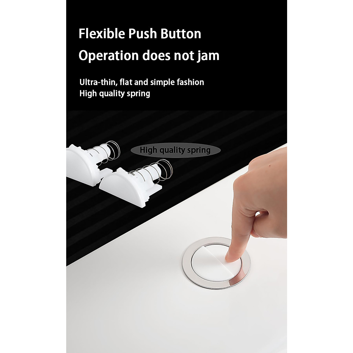 BKK HOME Toilet Cistern Dual Flush Valve Push Button Replacement Toilet Tank Flush Valve Ceramic Push Button Thread Diameter 48mm/1.89"