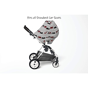 Stretchy Multi Use Cover Lumberjack Plaid Car Seat Canopy Bears Deer Nursing Breastfeeding Cover Shopping Grocery Cart High Chair Cover Woodland Bear Nursery Decor Baby Infant Boy