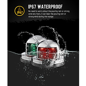 Partsam 2Pcs Marine Boat Light, Red Green LED Bow Navigation Lights, Deck Port Side Starboard Lights Sailing Signal Light for Pontoon Yacht Sailboat Speedboat Fishing Boats, IP67 Waterproof, DC 12V