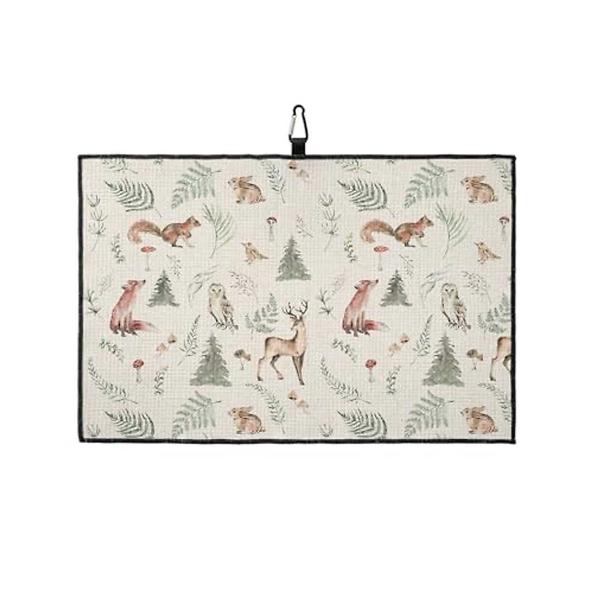 Golf Towel Christmas Elk Owl Rabbit Squirrel Fox,Waffle Pattern Microfiber Club Cleaner Golf Towels with Carabiner Clip for Women Men Dad,Xmas Tree Retro Linen Golf Towel for Golf Bags,24x16in