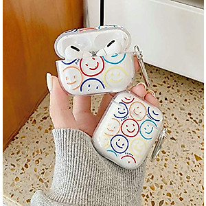 Airpods 3 Case Cover,JANDM Cute Smiley Clear Soft Silicon Smooth Shockproof with Keychain Girls Kids Women Case for Airpods 3rd Generation Charging Case