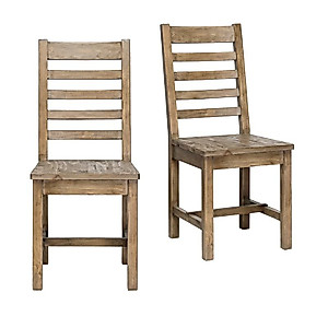 Trent Home Transitional 18" Reclaimed Pine Dining Chair in Weathered Brown