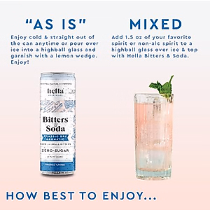 Hella Cocktail Co. Bitters & Soda Classic Dry Aromatic - 12oz Cans, 12 Pack I Aromatic, Botanical and Herbal Non-Alcoholic Drinks, Sugar-Free, Ready-to-Drink Mocktails