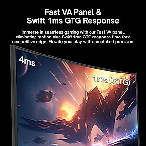 Pixio PXC243S 24 inch 165Hz Refresh Rate FHD 1080p Resolution 1500R Curve Fast VA Panel 1ms GTG Response Time Adaptive Sync HDR Curved Gaming Monitor
