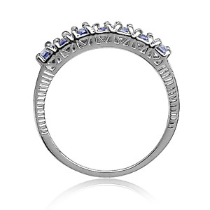 Silvershake 1.05ct. Genuine Tanzanite White Gold Plated 925 Sterling Silver Journey Ring Size 10