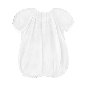 Petit Ami Baby Girls' Hand-Embroidered Smocked Bubble (White, Newborn)