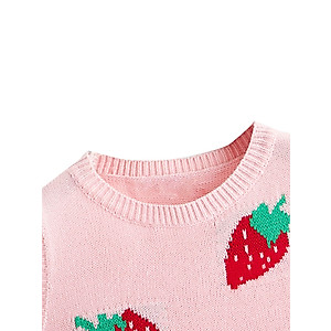 Floerns Women's Sleeveless Round Neck Cute Strawberry Sweater Vest Crop Shirt Top Pink S