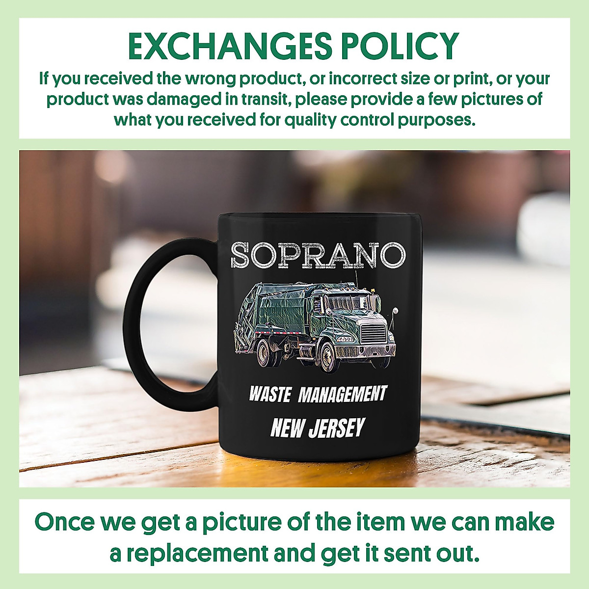 Tuantuyetvoi Soprano Garbage Truck Waste Management Black Coffee Mug 11oz…