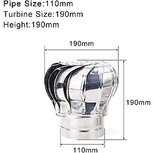 Stainless Steel 201 Non Power Roof Ventilator, Wind Turbines Attic Air Vent Ventilating Fan (Size : 110mm)