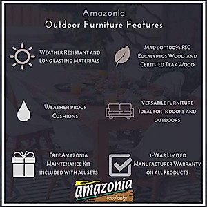 Kevin Amazonia Murano 4-Piece Patio Seating Se SC KINGS4DEEP_KH | Eucalyptus Wood | Ideal for Outdoors and Poolside, 118Lx42Wx36H, Khaki