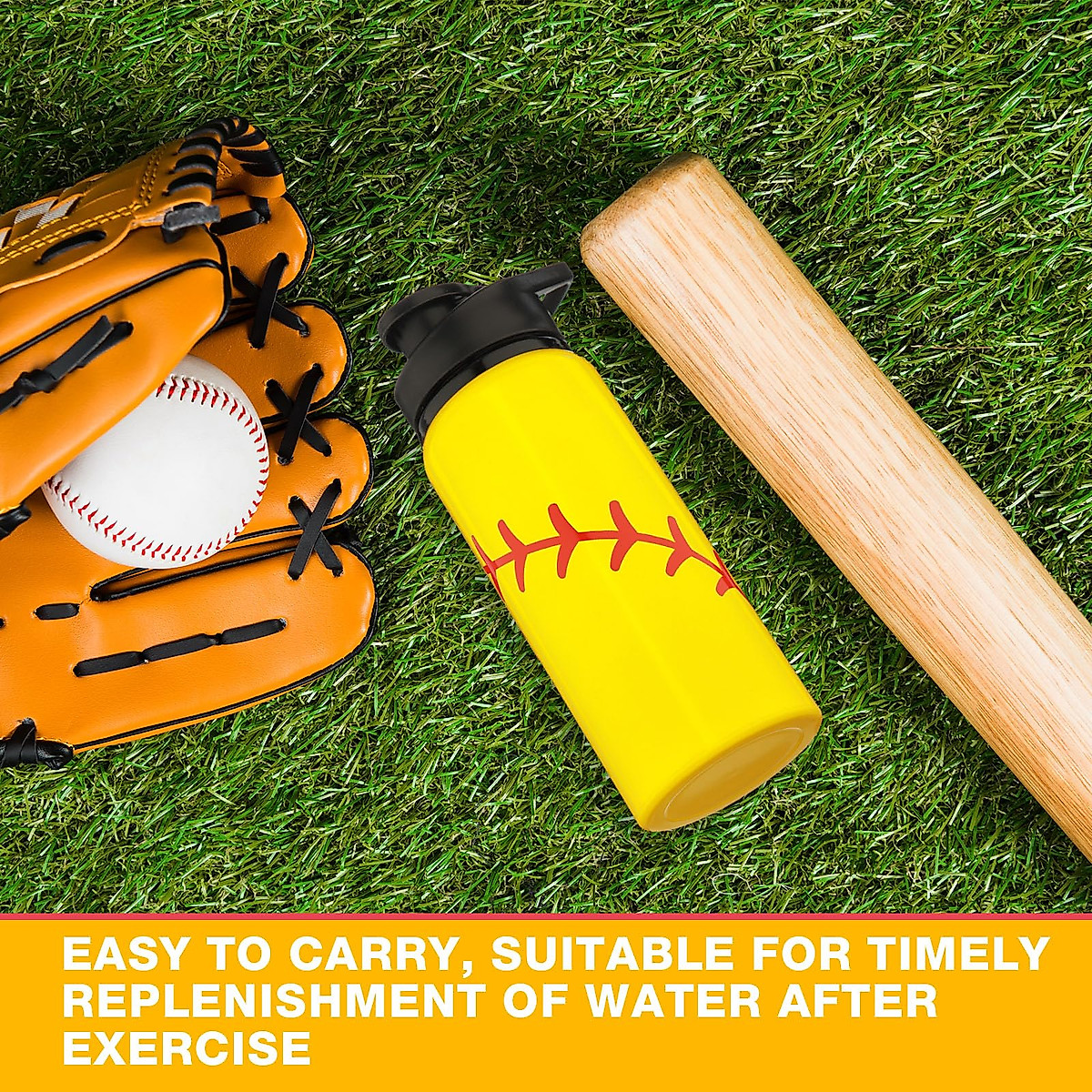 Yaomiao 20 Pcs Softball Water Bottles Aluminum Softball Gifts Tumbler Snap Lid Leak Proof Baseball Sports Bottle Baseball Accessories for Gym Sports Travel Coffee Friends Men Girls (17 oz)