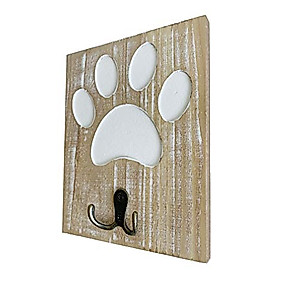 dwellington Wood Dog Leash Holder Farmhouse Wall Mounted Leash Hooks Dog Paw Leash Hanger Key Hook
